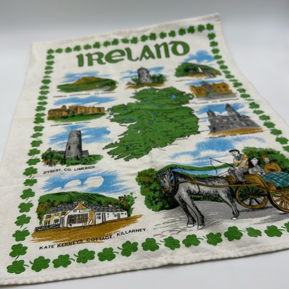 Kitchen | Vintage Linen Blend Dish Tea Towel Map Historic Ireland St ...